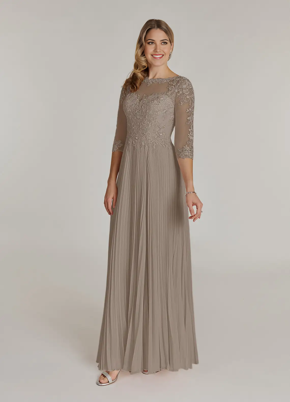 Wholesa A-Line Sequins Appliques Chiffon Taupe formal dresses evening ...