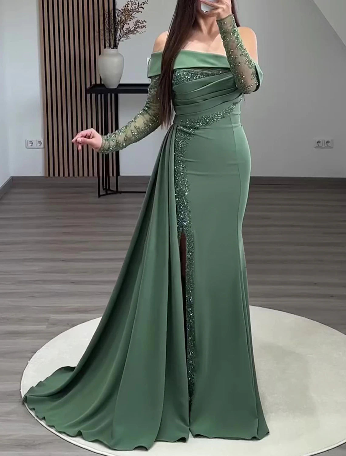 Wholesa Sheath / Column Evening Gown Elegant Dress Formal Prom Floor L ...