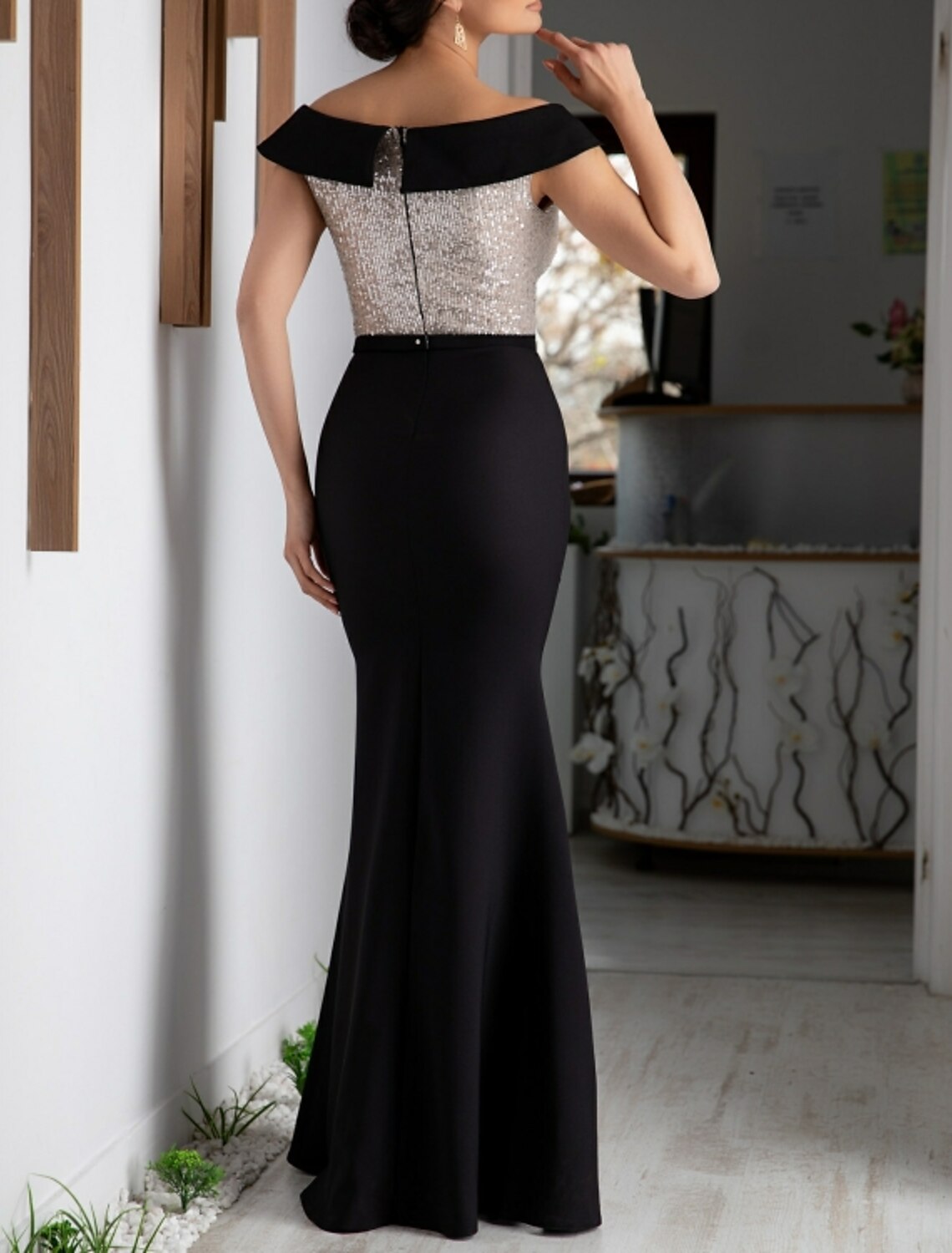 Wholesa Sheath Black Dress Evening Gown Color Block Dress Formal Cockt ...